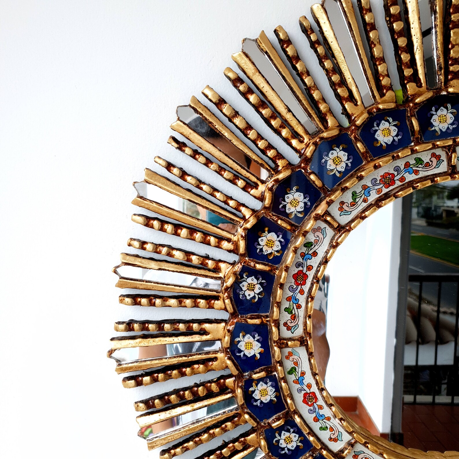 Peruvian Mirrors - "dark Blue Lime 60cm" - Wall Mirror - Home ...