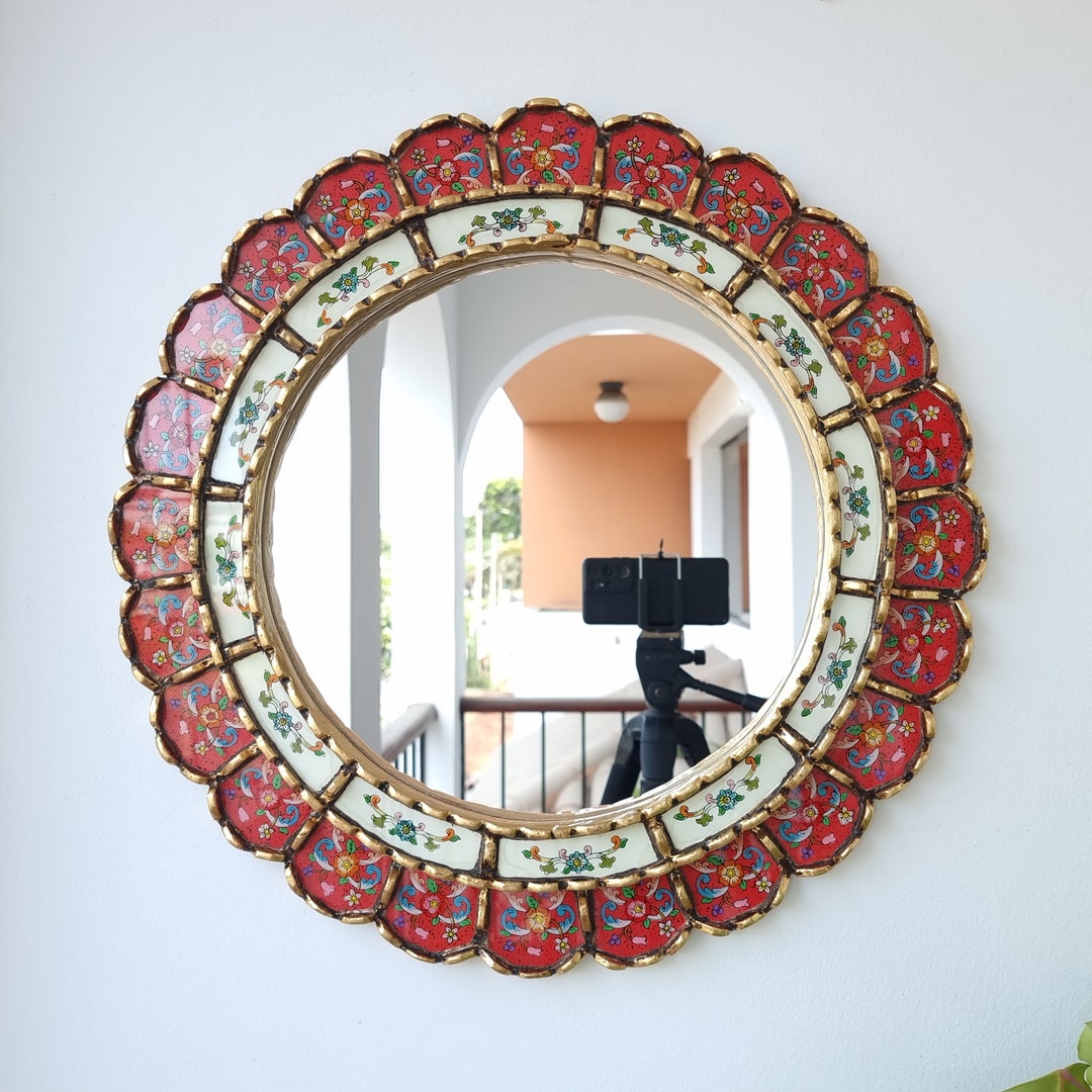 Peruvian Mirrors harmonious Red 50cm Interior Decoration Wall Mirror ...