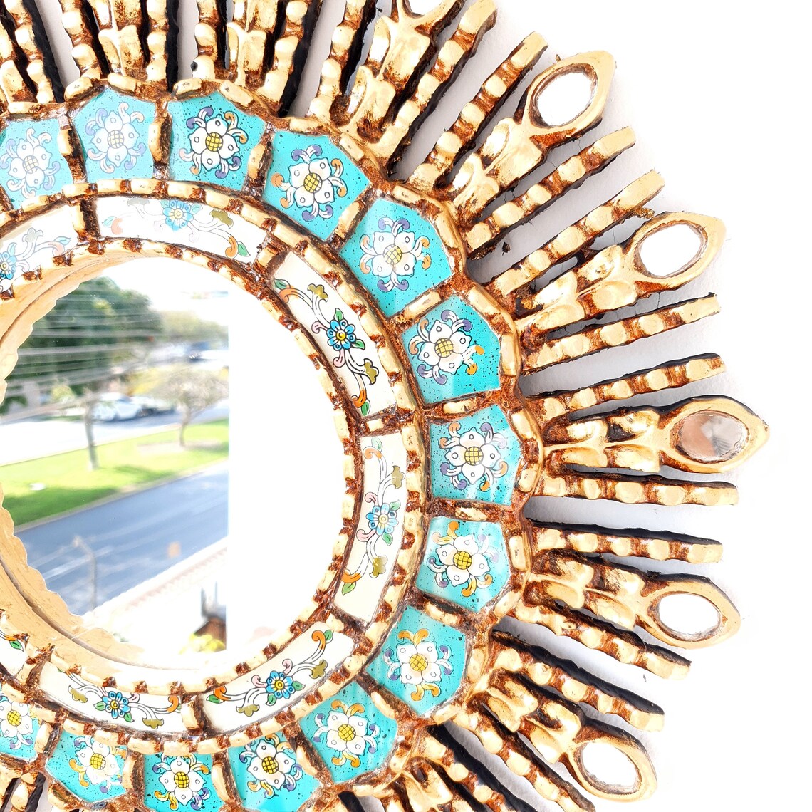 Peruvian Mirrors Ojo Turquesa 45cm Espejo de | Etsy