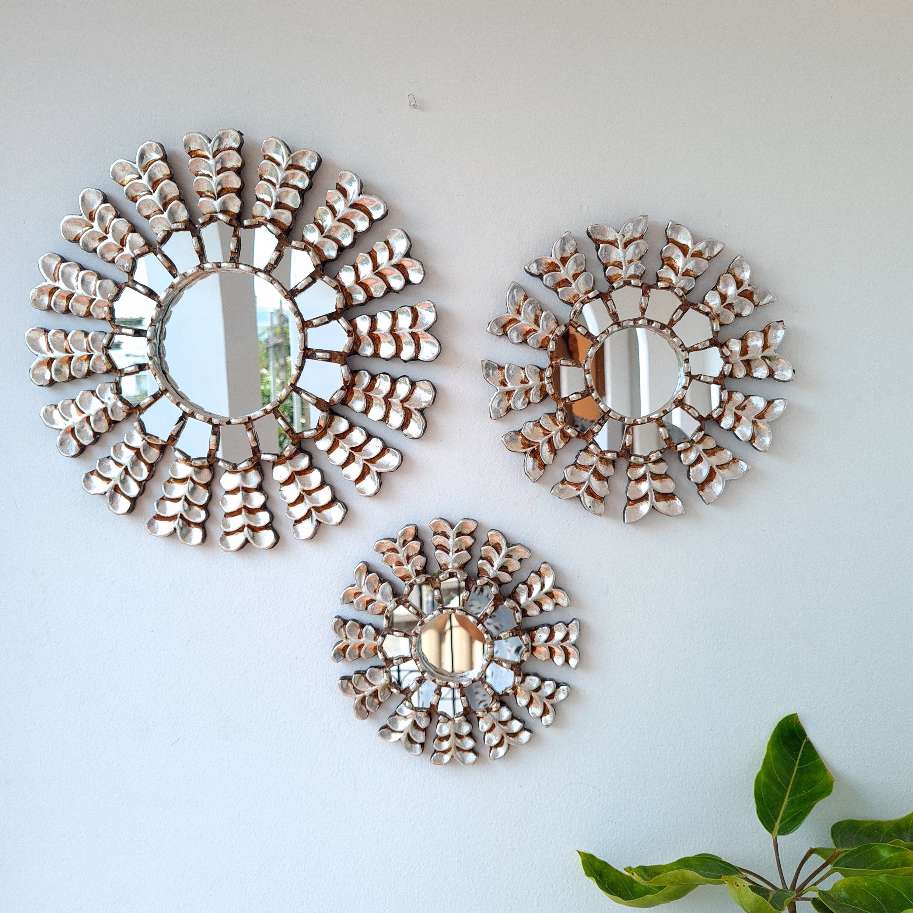 Peruvian Mirrors trio Hojas Silver Interior - Etsy