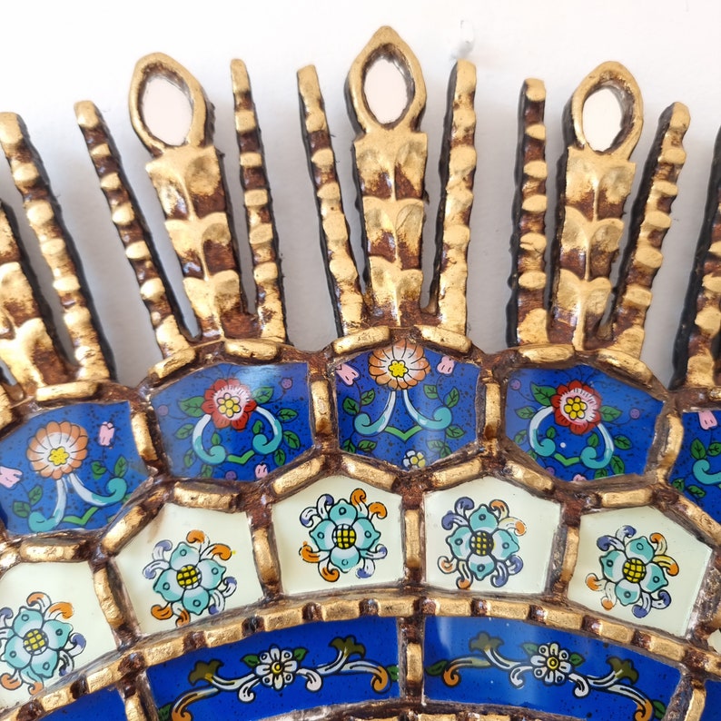 Peruvian Blue Eye Mirror 78 Cm Handmade Wall Decor – Carved Wood Round ...