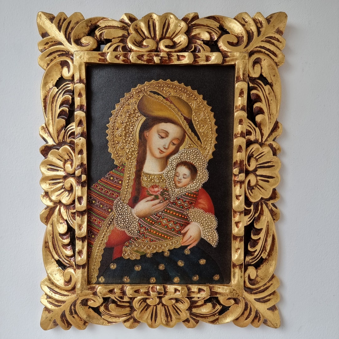 Cuzco Painting With Frame "virgin of the Andean Dream" - Religious Art ...