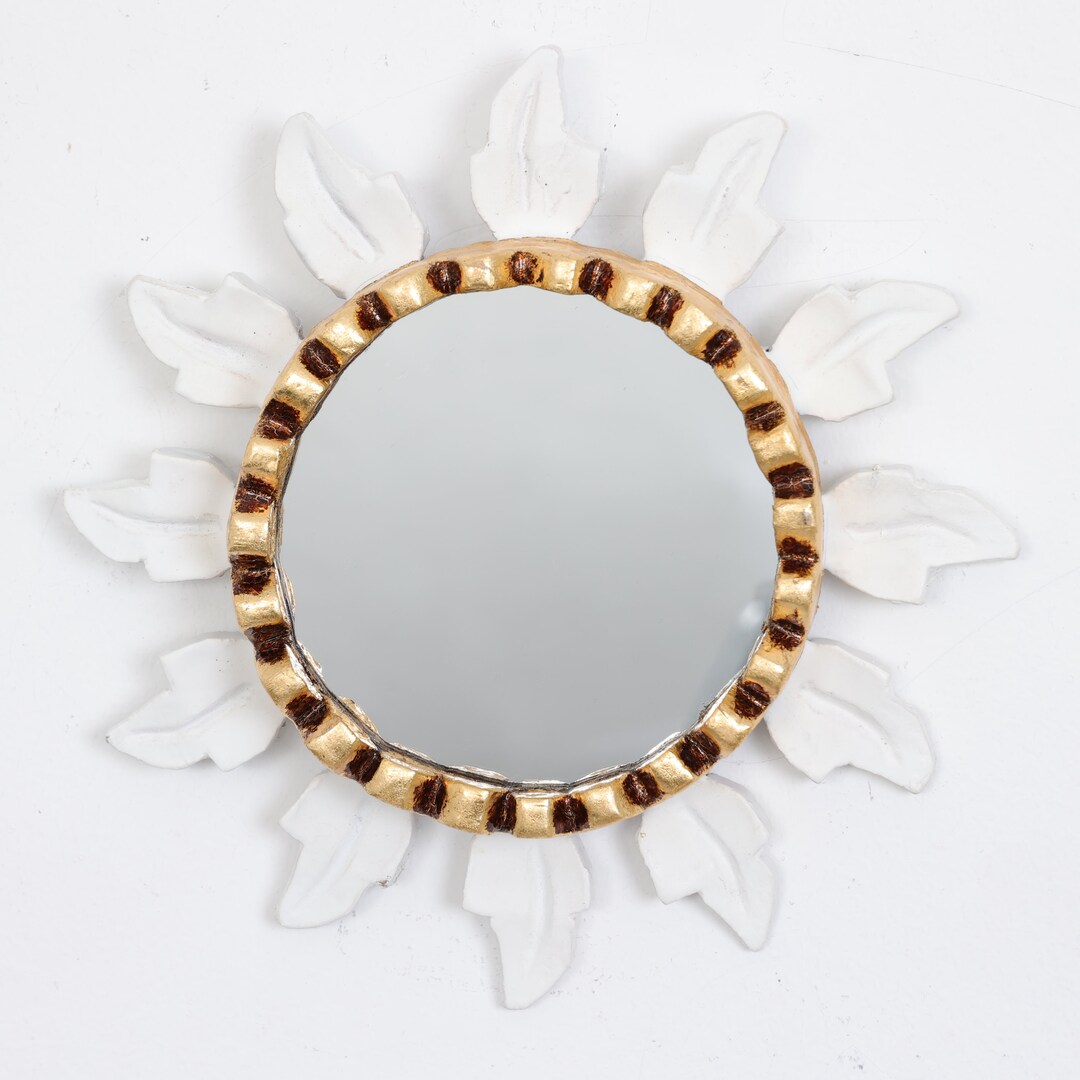 Peruvian Mirrors " 1 Mirror White and Gold 20cm / 7.8 Inch "- Interior ...
