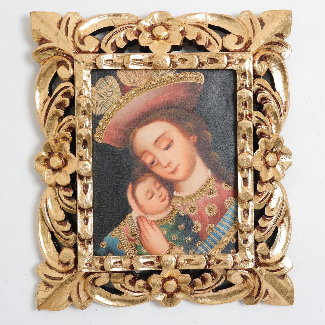 Cuzco Painting With Frame "cuzco Virgin" - Religious Art - Interior ...