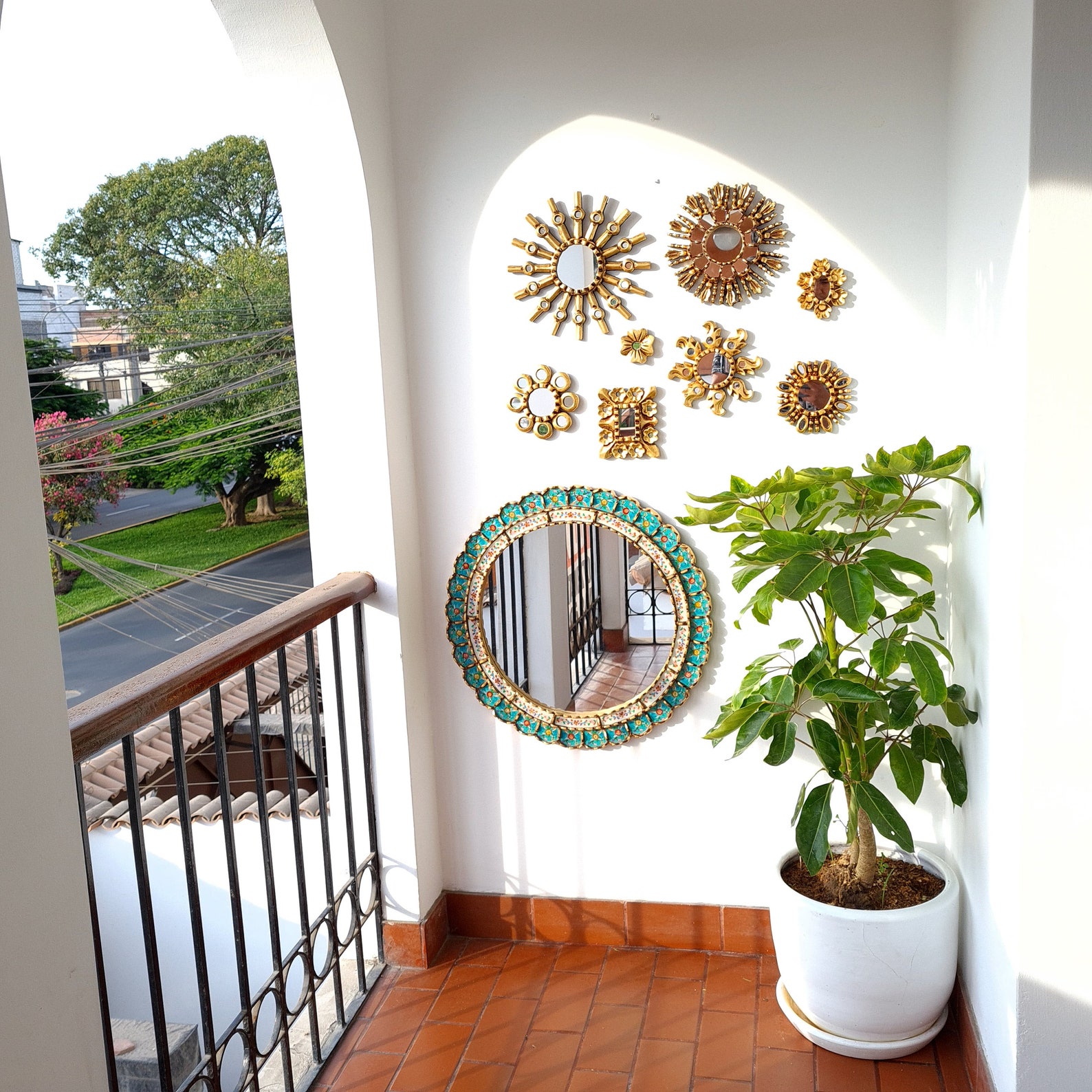 Peruvian Mirrors "turquoise Eyelet Sun" - Interior Decoration - Wall ...