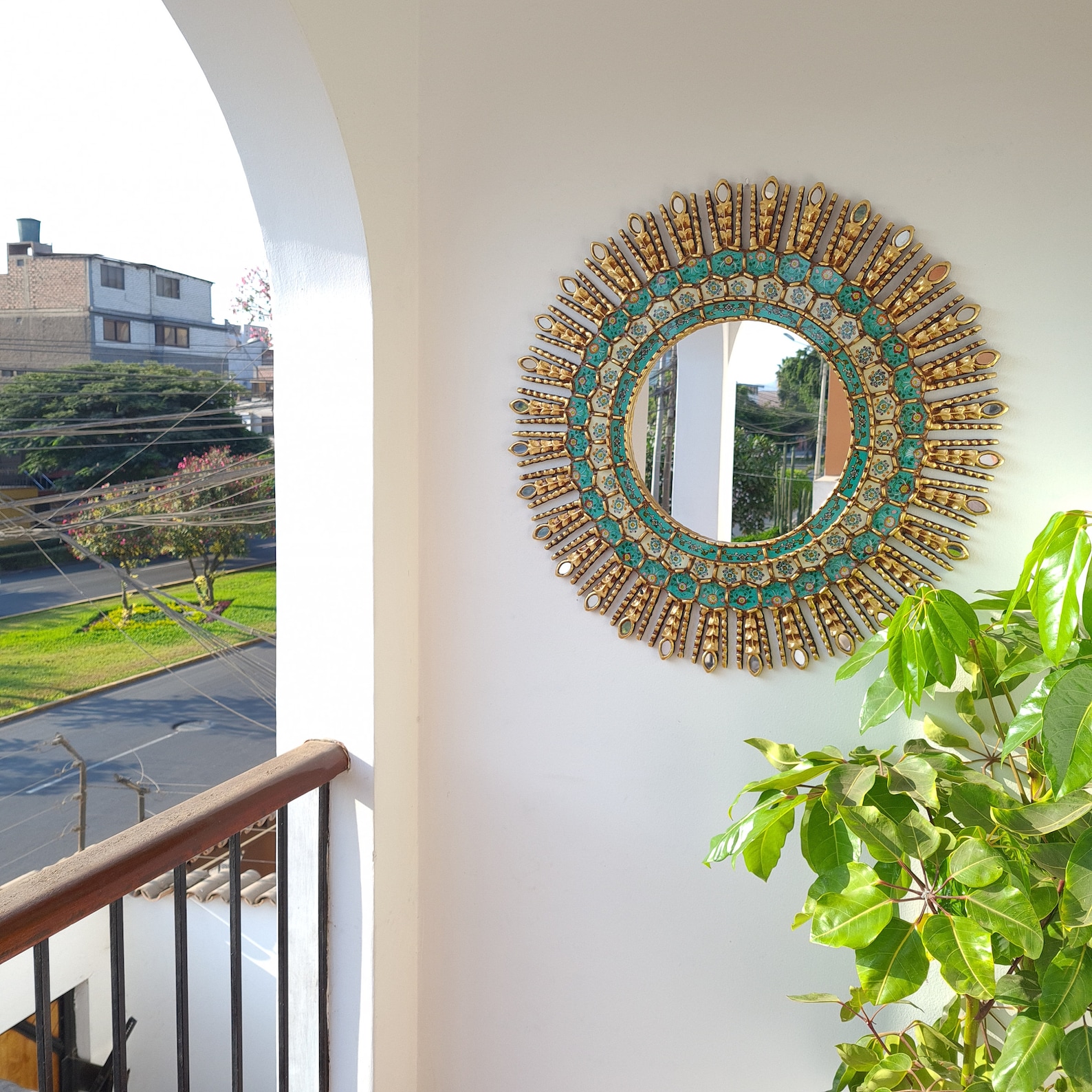 Peruvian Mirrors "eye 78 Cm Turquoise" - Interior Decoration - Wall ...