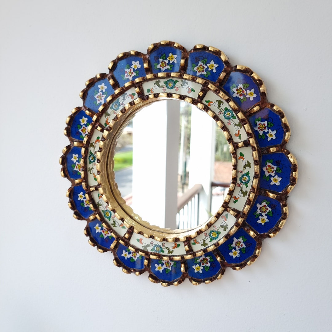 Peruvian Mirrors Armoniosa 30cm Azul Decoración interiores Espejo de ...