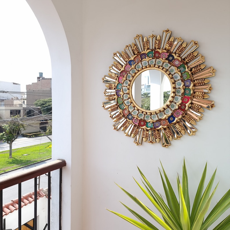 Peruvian Mirrors "royalty 78 Cm Multicolor Gold" - Interior Decoration ...