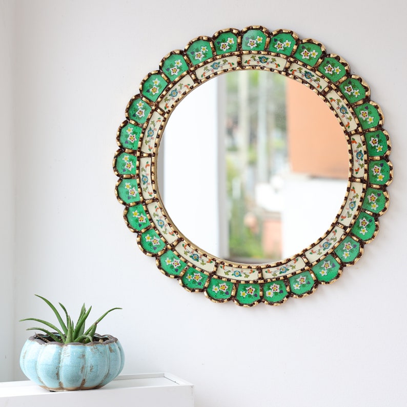 Peruvian Mirrors "armoniosa Verde 45 Cm" - Interior Decoration - Wall ...