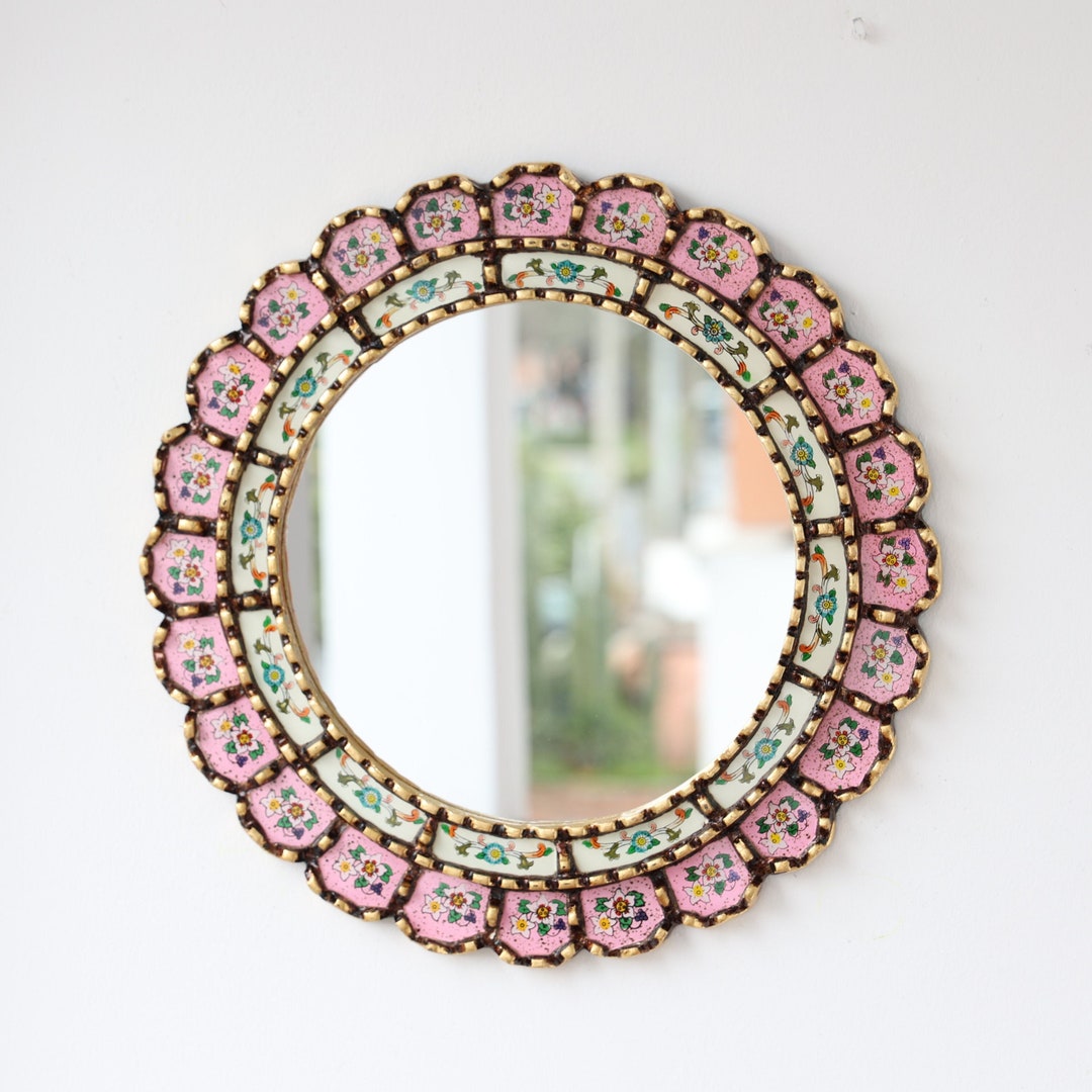 Peruvian Mirrors harmonious Pink 40cm Interior Decoration Wall Mirror ...