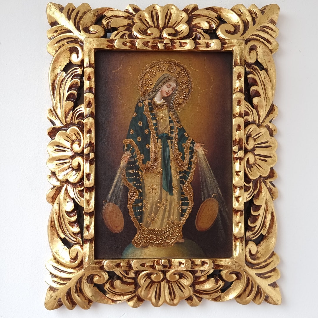 Cuzco Painting With Frame "miraculous Medal" - Religious Art - Interior ...