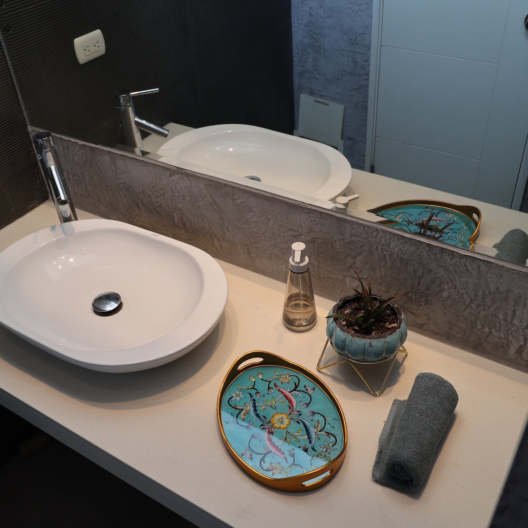 Turquoise Floreada Azafate - Azafate - Home Decoration- Fountain - Tray ...