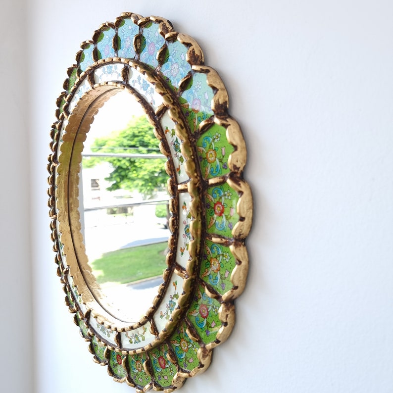 Peruvian Green Harmonious Mirror 50 Cm Handmade Wall Decor – Carved ...