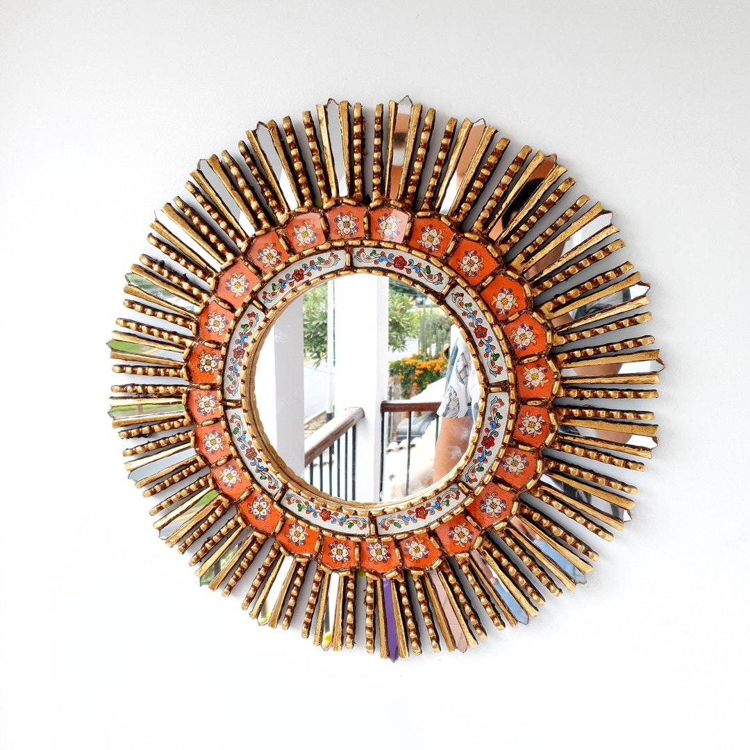 Peruvian Mirrors Orange Lime 60cm Wall Mirror Home Decoration ...