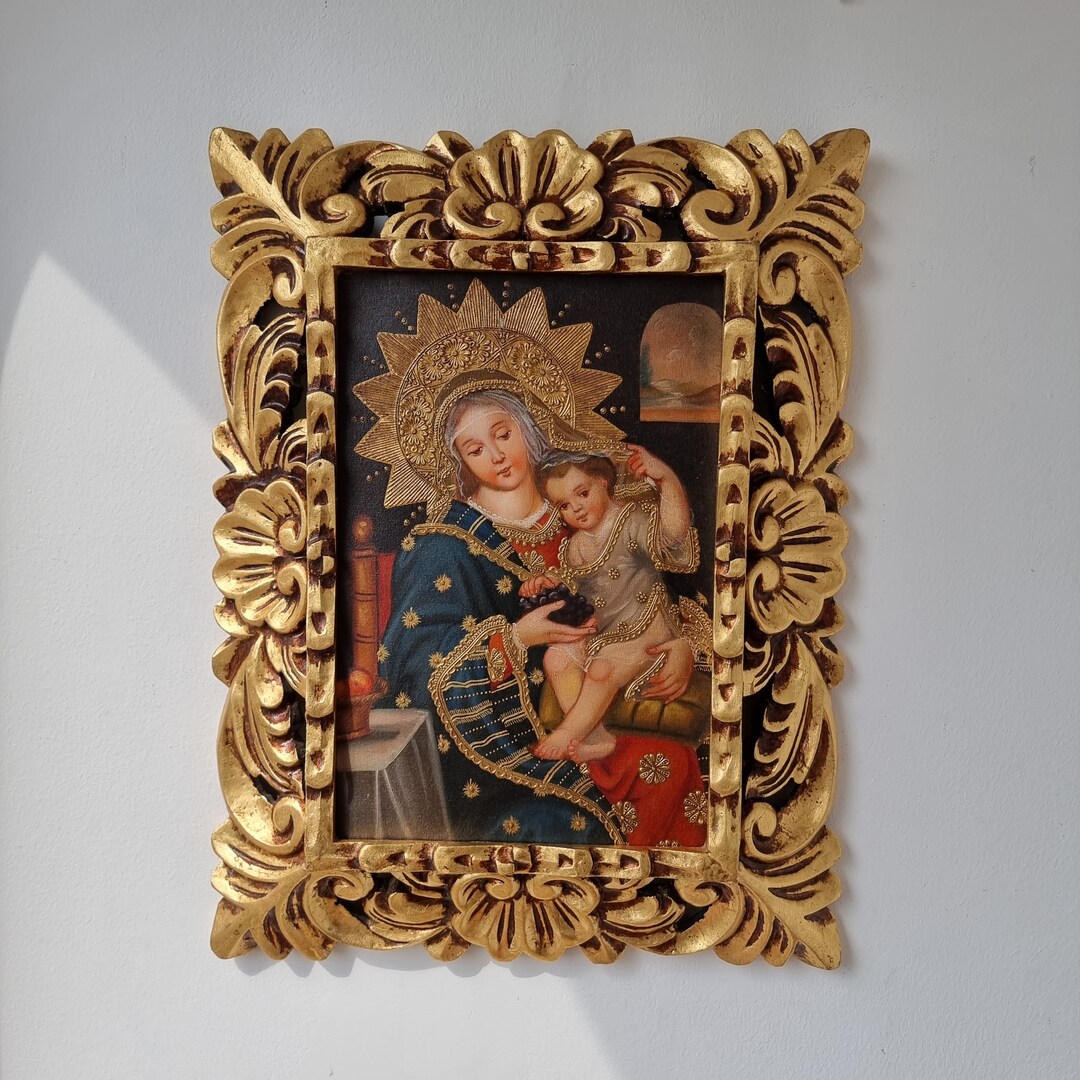 Cuzco Painting With Frame virgin of the Grape Religious Art Interior ...