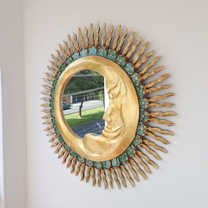 Sun and Moon Mirror 78cm Gold -interior Decoration - Wall Mirror - Home ...