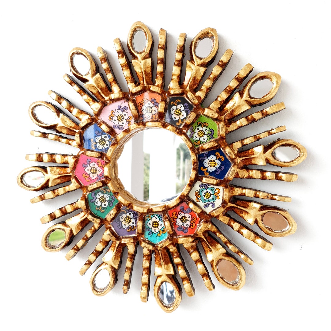 Peruvian Mirrors rainbow Eye 25cm Interior Decoration Wall Mirror Home ...