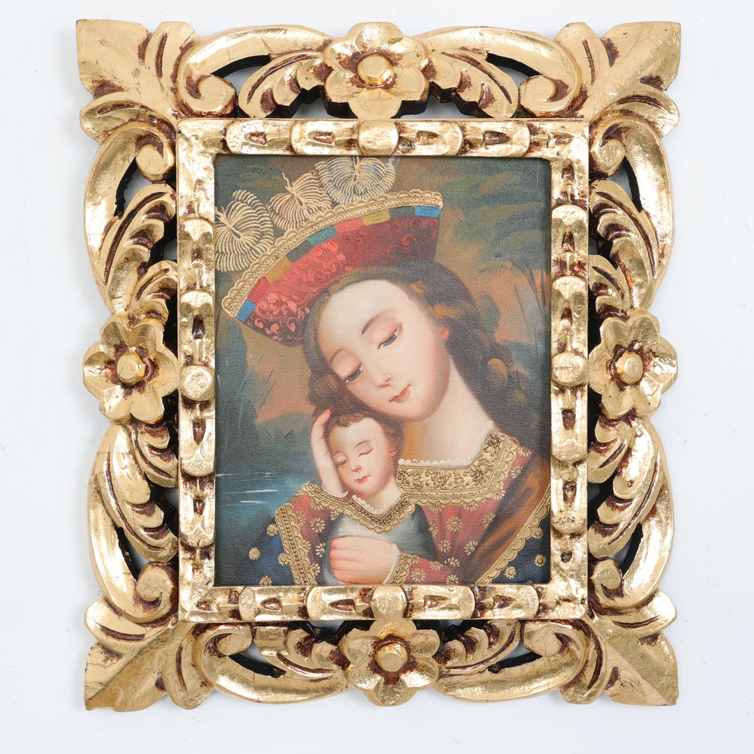 Cuzco Painting With Frame "cuzco Virgin" - Religious Art - Interior ...