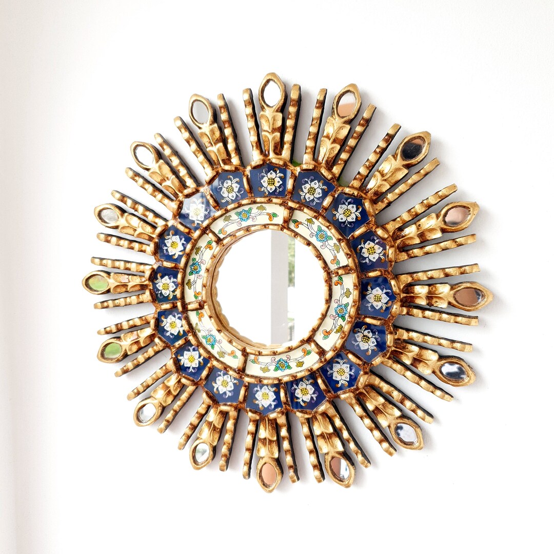 Peruvian Mirrors Dark Blue Eye 40cm Wall Mirror Home Decoration ...