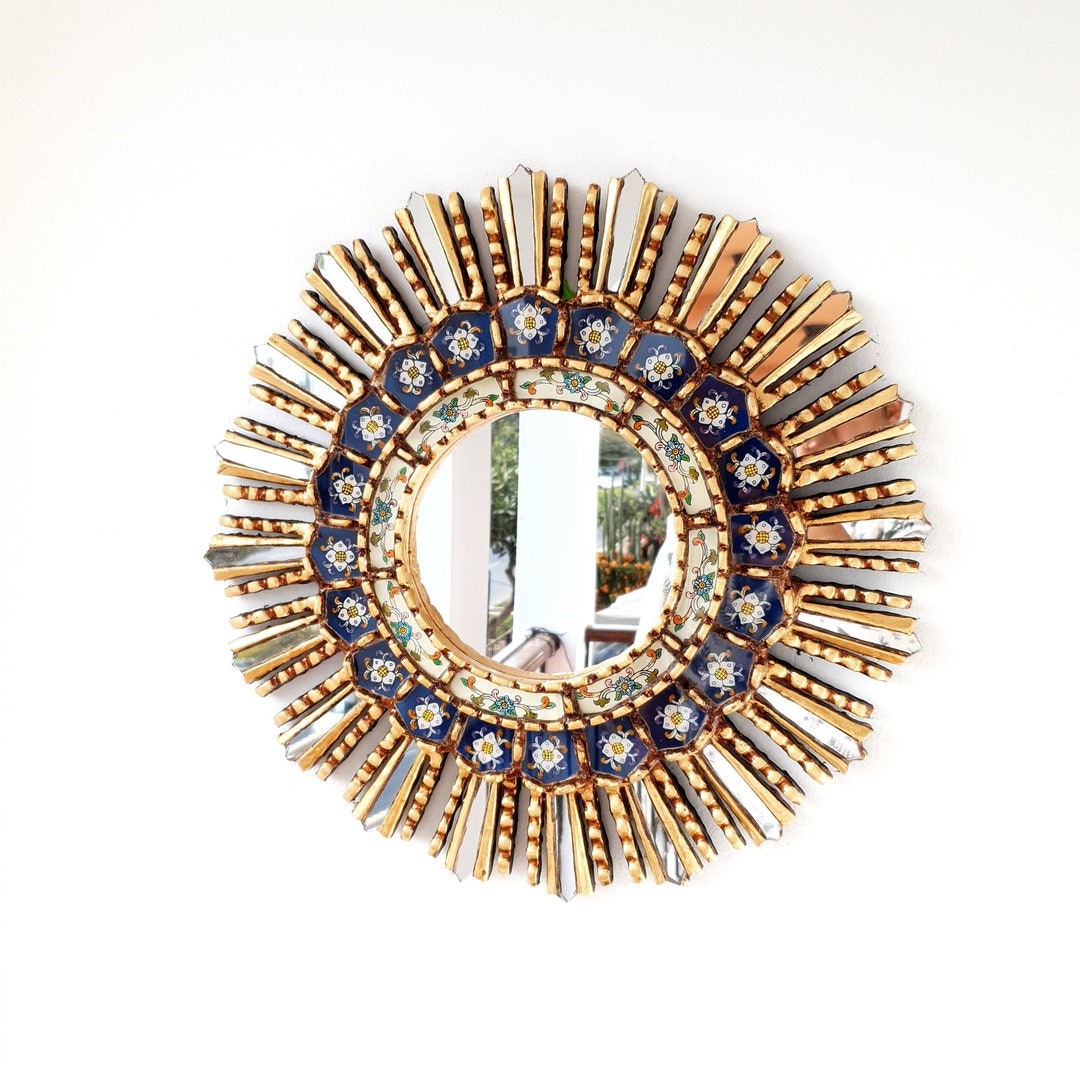 Peruvian Mirrors Dark Blue Lima 45cm Wall Mirror Home Decoration ...