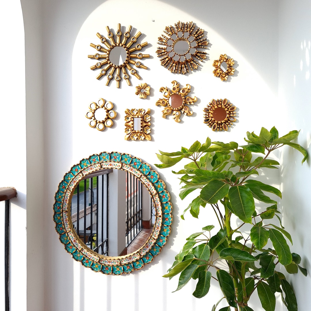 Peruvian Mirrors "turquoise Eyelet Sun" - Interior Decoration - Wall ...