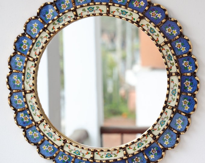 Festive Hand Painted Wood Mirror - Etsy