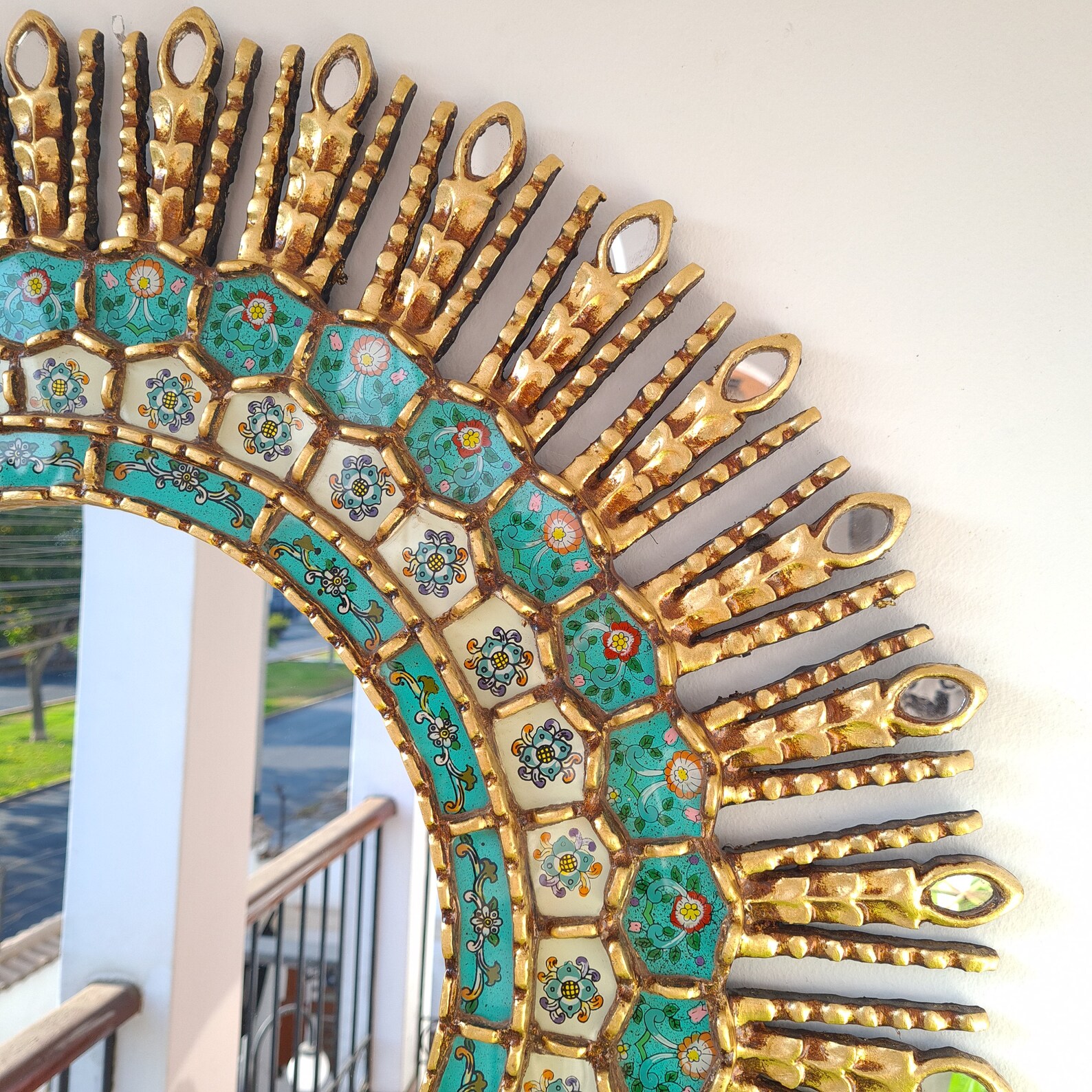 Peruvian Mirrors "eye 78 Cm Turquoise" - Interior Decoration - Wall ...