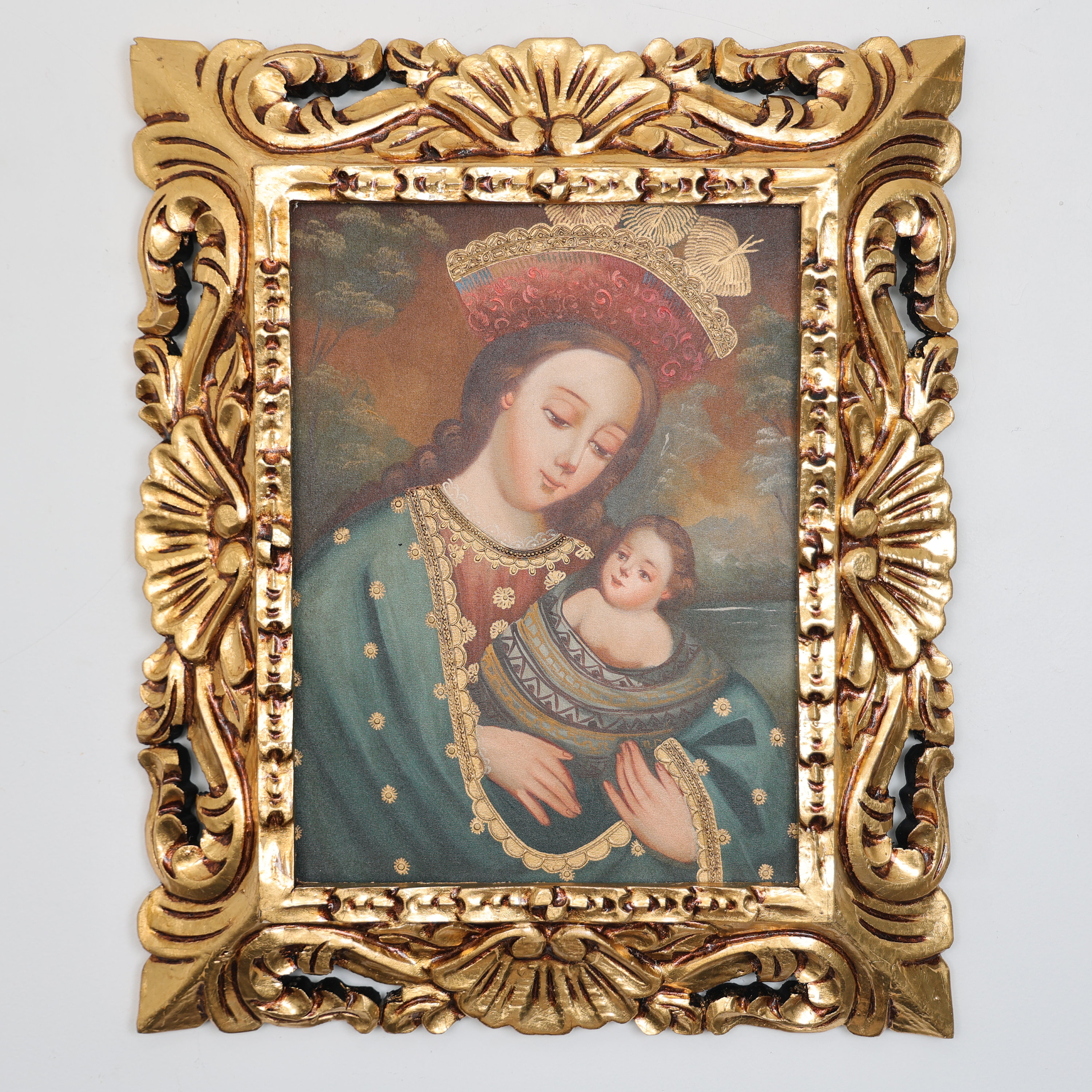 Cusco Painting With Frame "virgin Mary With Child" - Religious Art ...