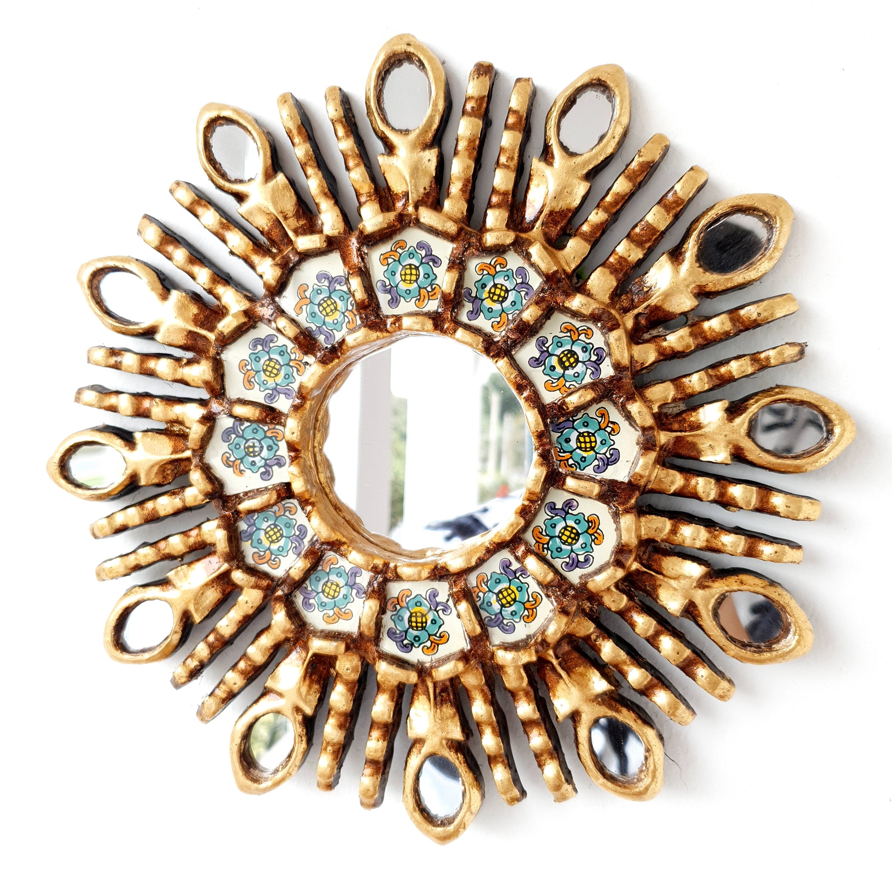 Peruvian Mirrors mirror Glass Painted Eye 25cm Gold - Etsy UK