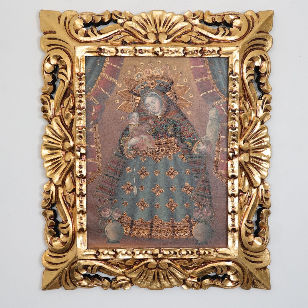 Cuzco Painting With Frame "virgen Spinner" - Religious Art - Interior ...