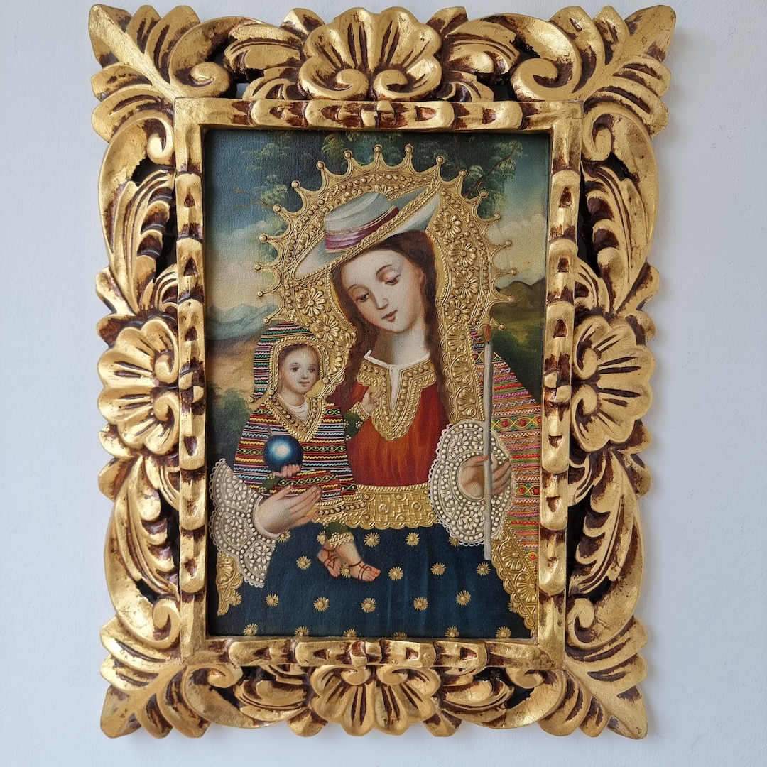 Cuzco Painting With Frame "andean Virgin" - Religious Art - Interior ...