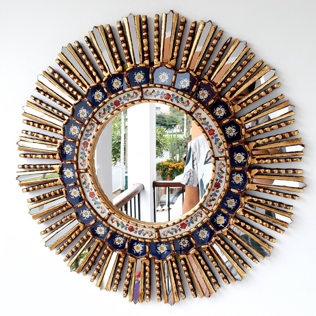 Peruvian Mirrors - "dark Blue Lime 60cm" - Wall Mirror - Home ...