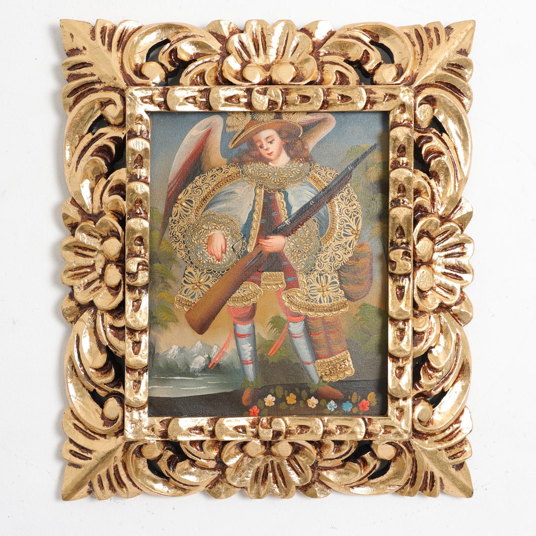 Cuzco Painting With Frame "arquebucero With Shotgun" - Religious Art ...