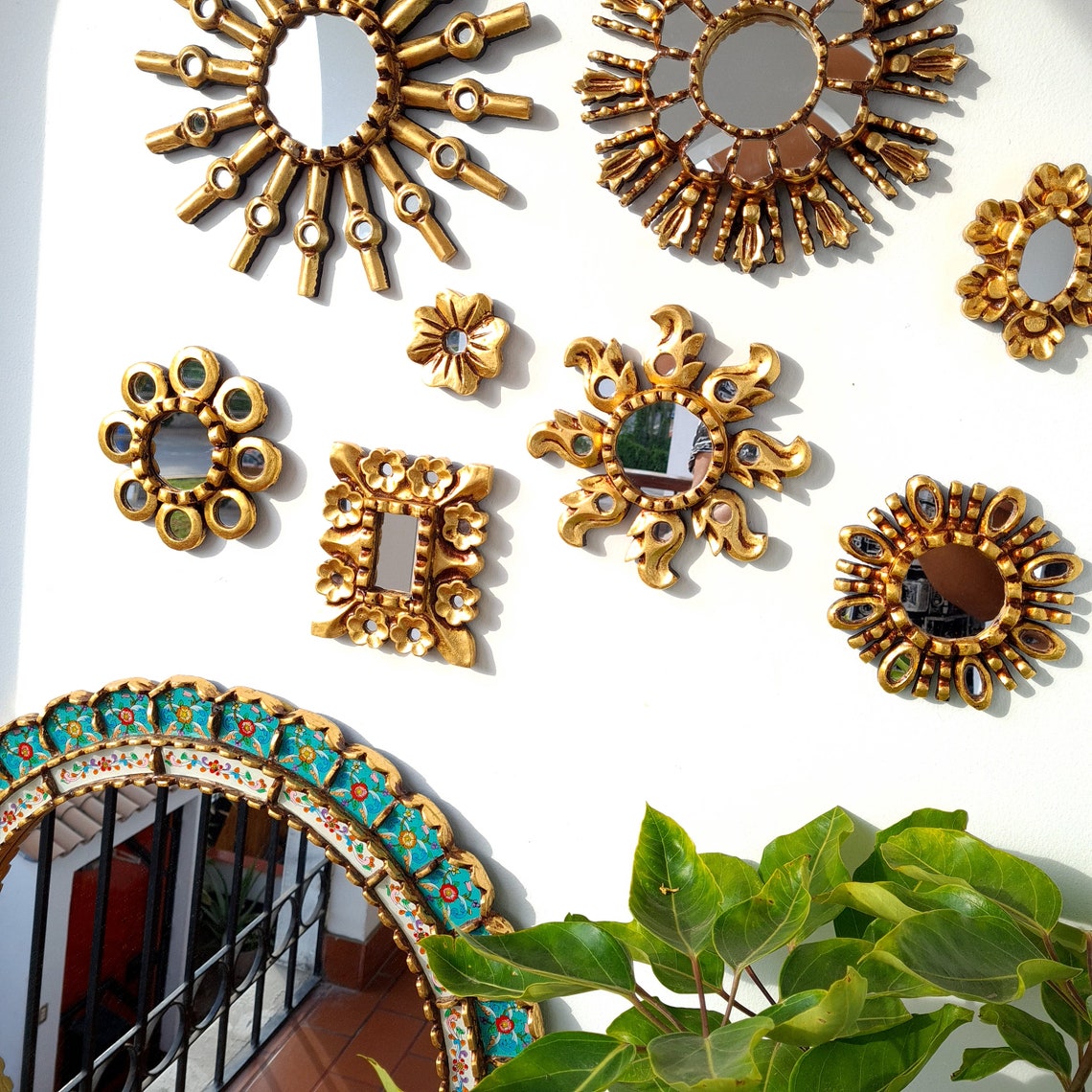 Peruvian Mirrors "turquoise Eyelet Sun" - Interior Decoration - Wall ...