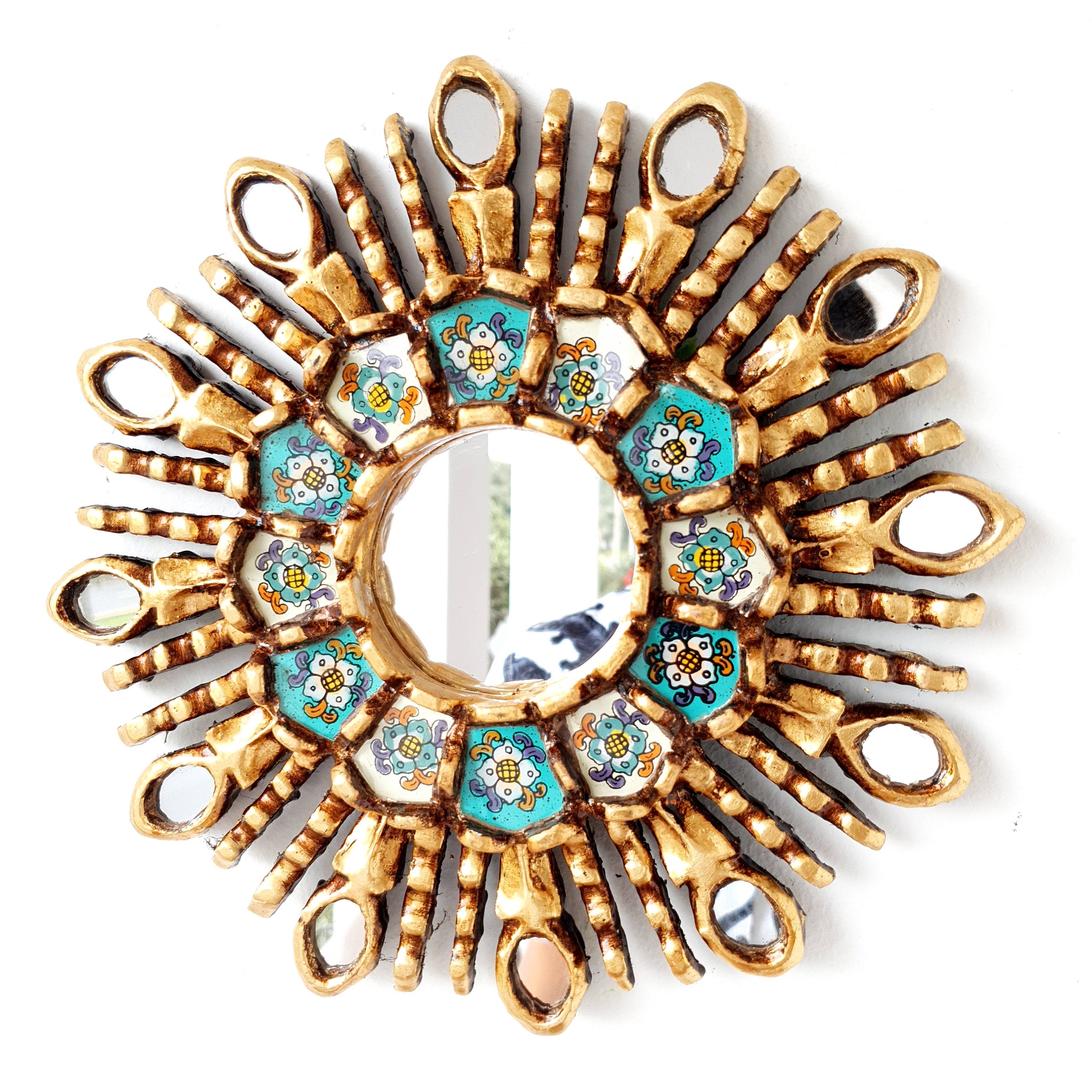 Peruvian Mirrors "turquoise Eye - Ivory 25cm" - Interior Decoration ...