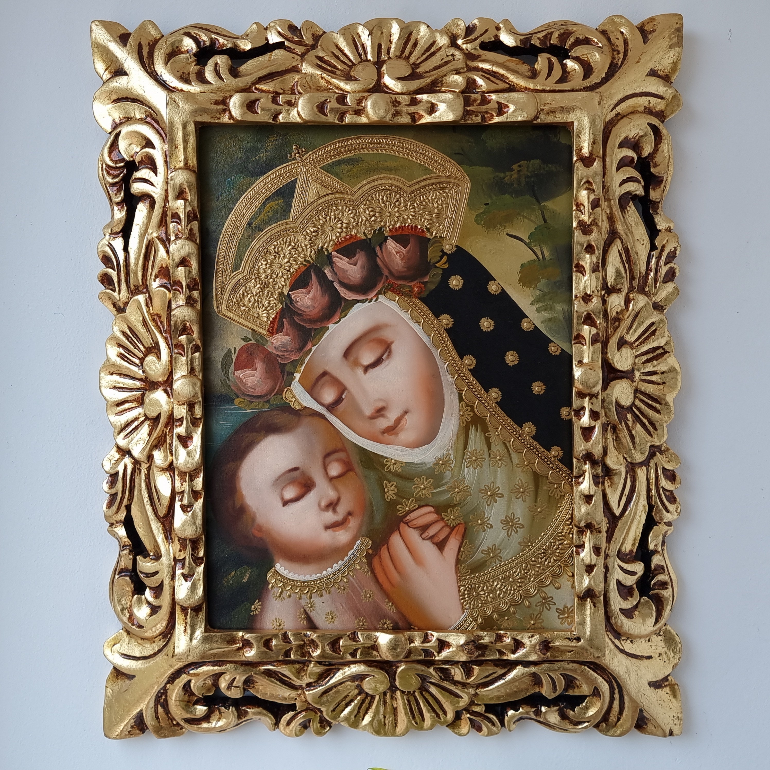 Cuzco Painting With Frame "santa Rosa De Lima" - Religious Art ...