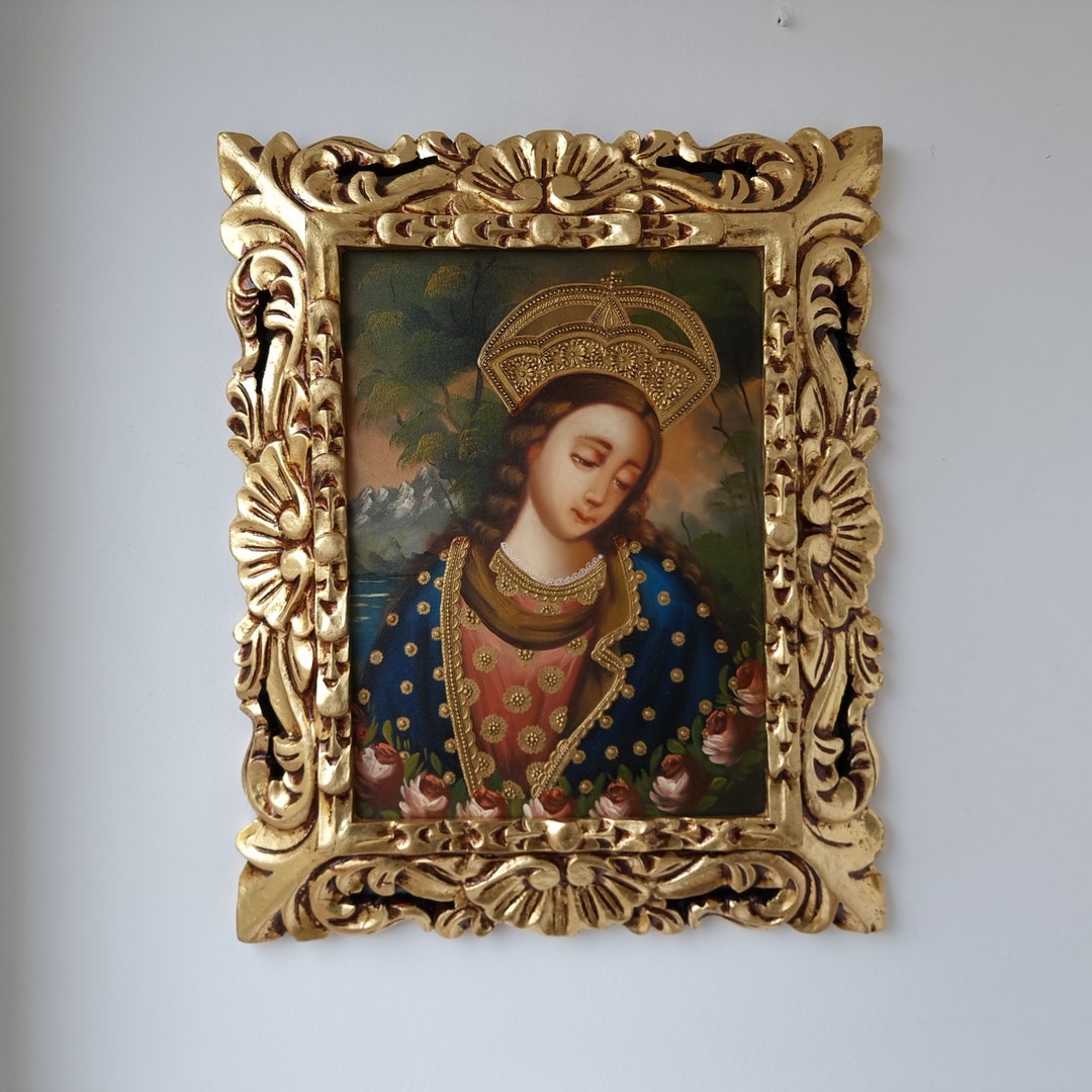 Cuzco Painting With Frame virgin Mary With Crown Religious Art Interior ...