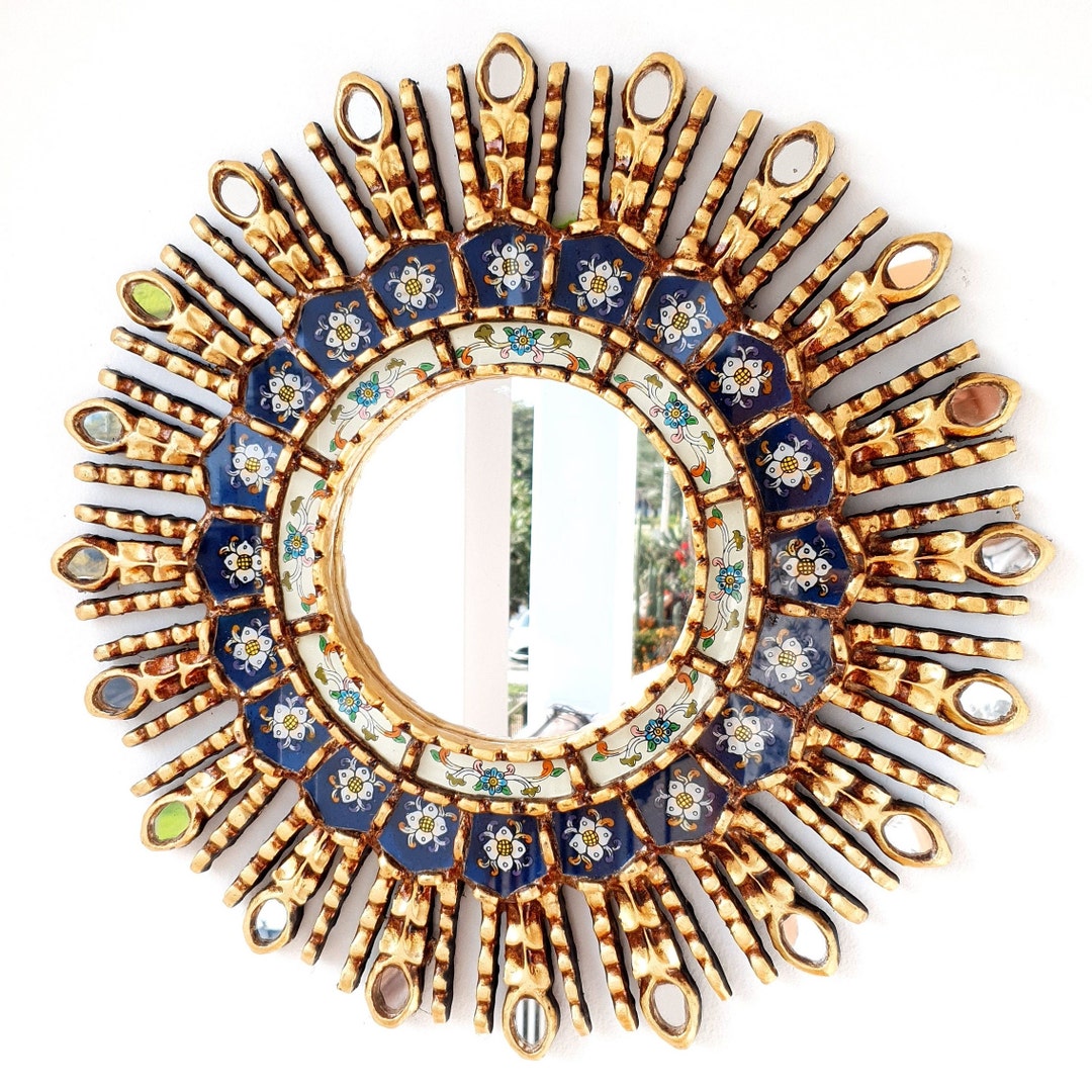 Peruvian Mirrors dark Blue Eye 45cm Wall Mirror Home Decoration ...