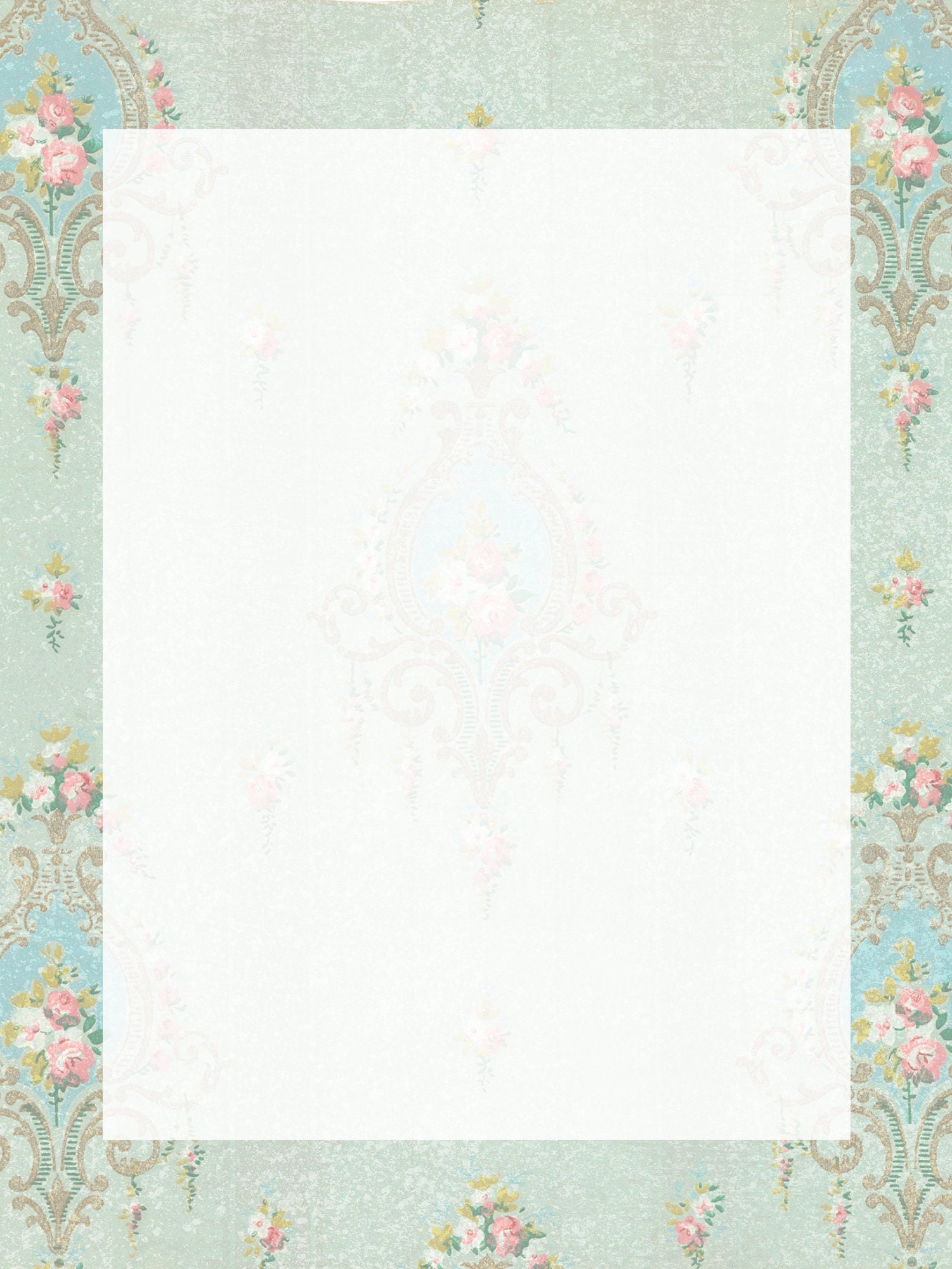 Aqua Rose PRINTABLE Stationery BUNDLE: 5 Sets 15 Pgs | Writing Paper ...