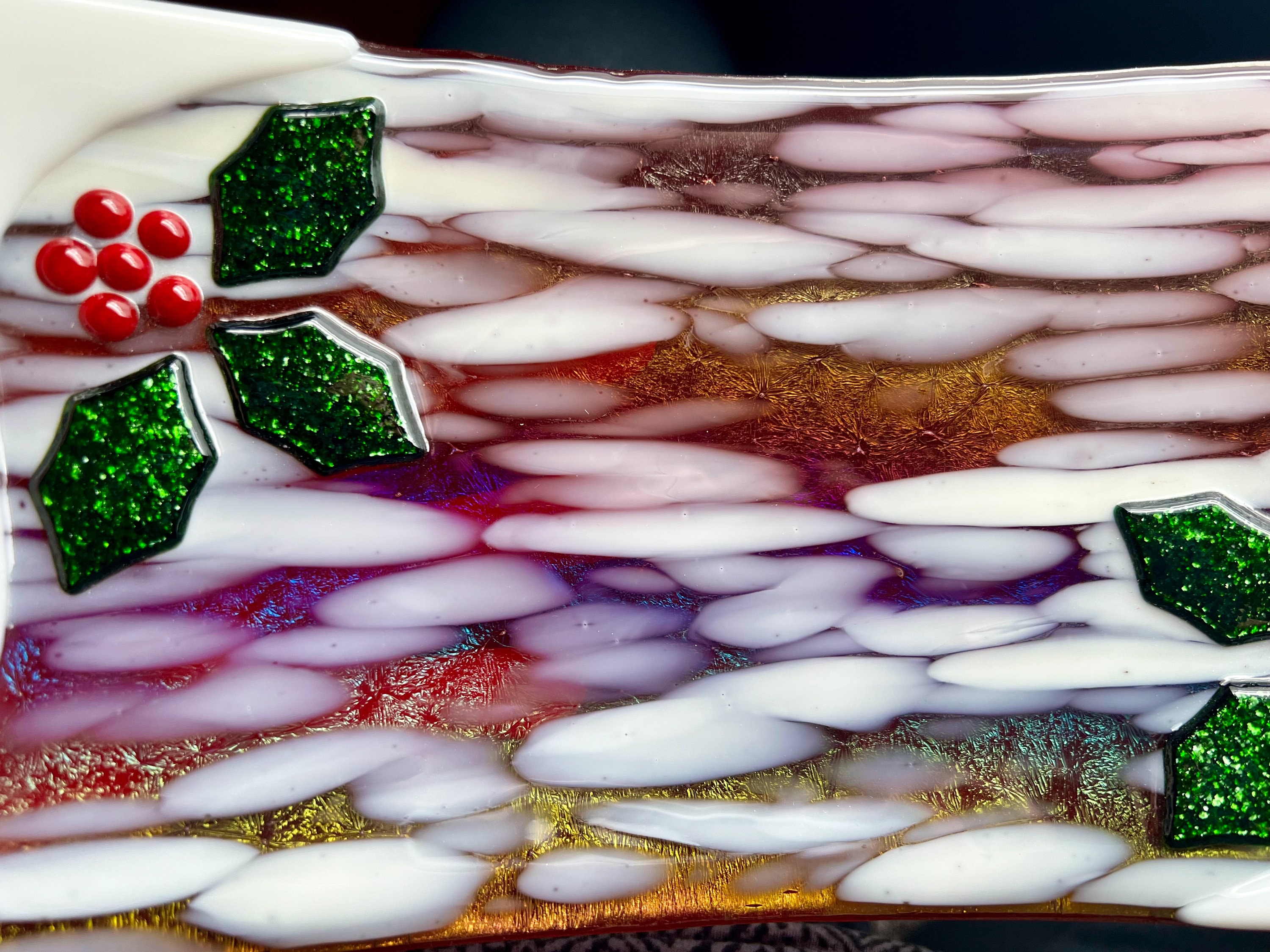 Red and White Rectangular Christmas Plate – Fused Glass - Etsy