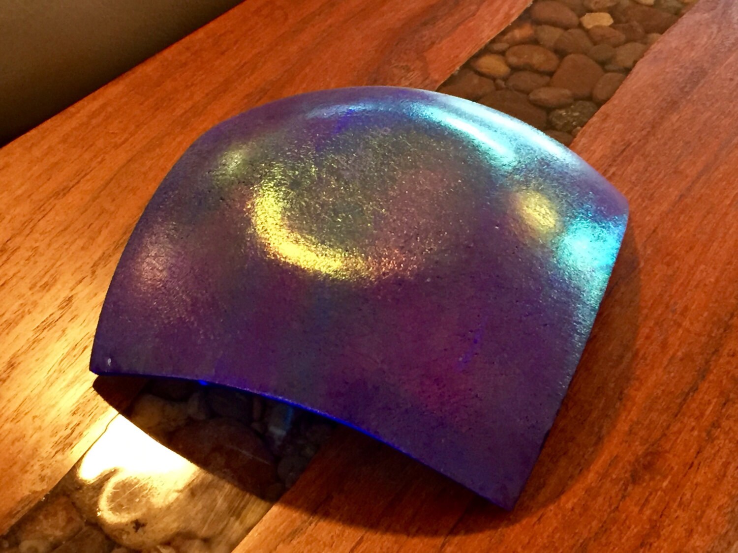 Fused Glass Plate – 6" Square Blue Iridescent Glass - Etsy