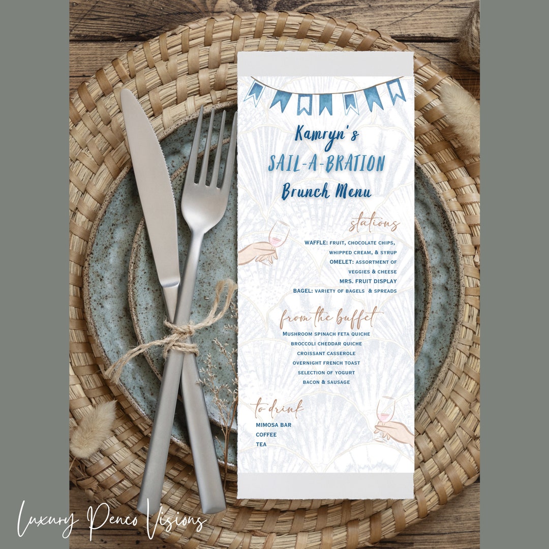 Nautical Theme Brunch Menu, Sail-a-bration Menu, Bridal Brunch Menu ...