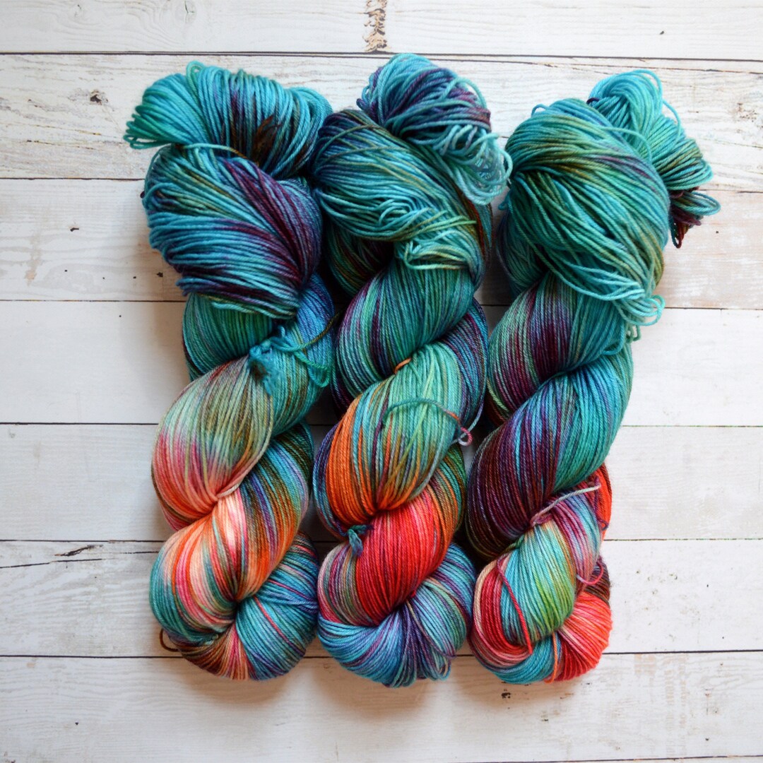 Hand Dyed Yarn | Fingering Weight Yarn | Superwash | Multi Colored ...