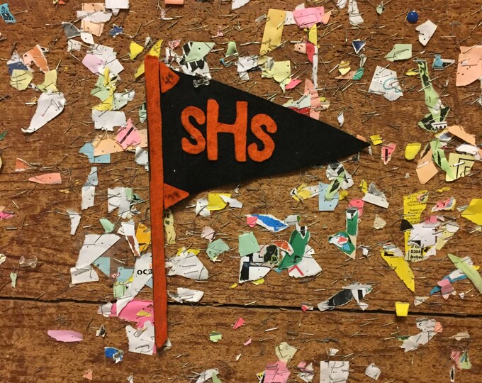 SHS Black and Orange Felt Pennant Vintage High School Pennant - Etsy