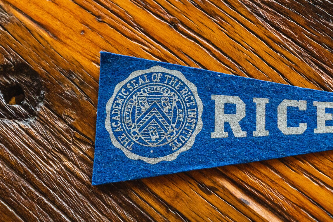 Rice University Mini Blue Felt Pennant Vintage Wall Hanging - Etsy