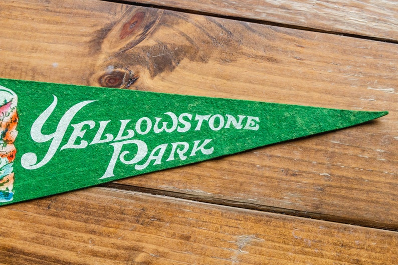 Yellowstone National Park Green Felt Pennant Vintage Wall - Etsy