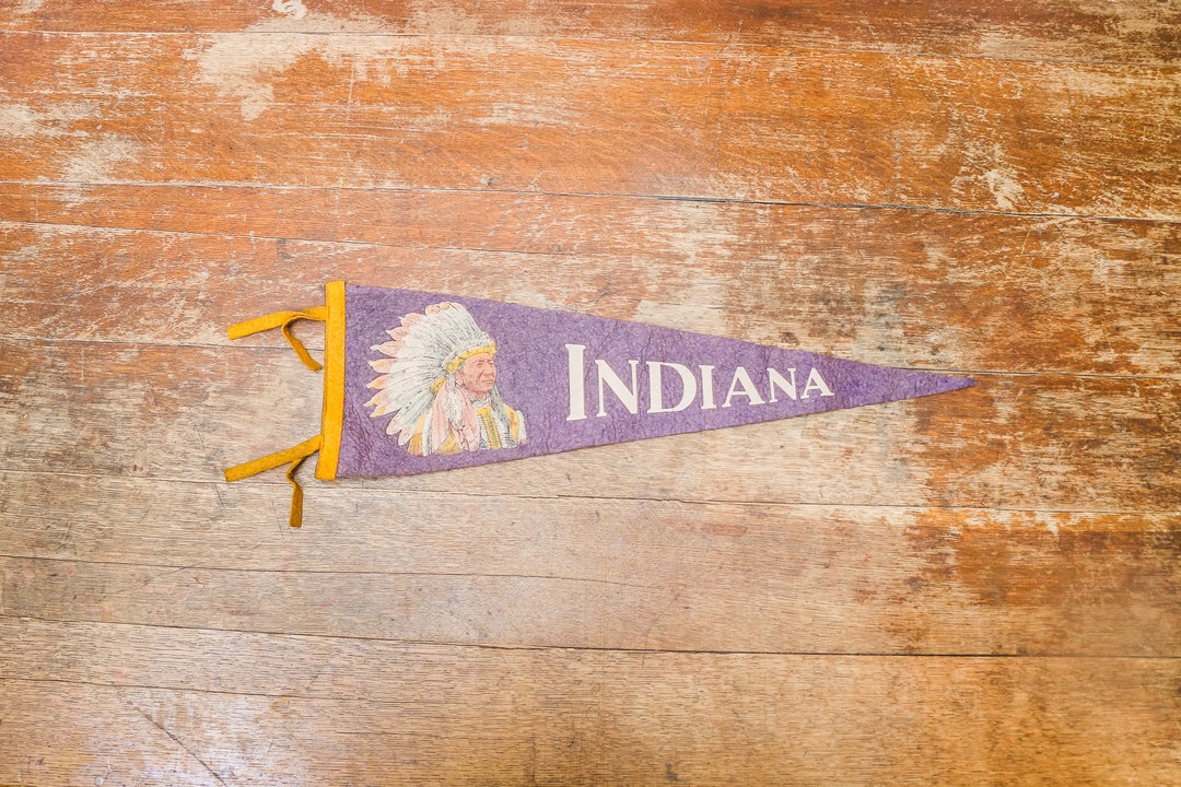 Indiana Native American Purple Felt Pennant Vintage IN Wall Decor - Etsy