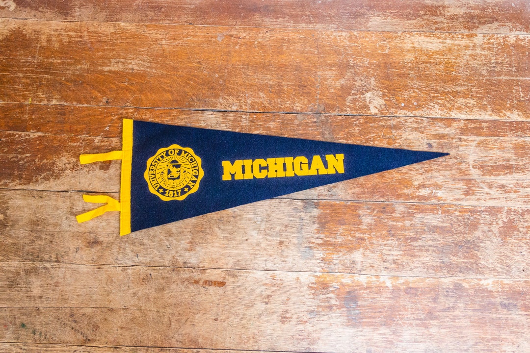 University of Michigan Felt Pennant Vintage Dorm Room Decor - Etsy