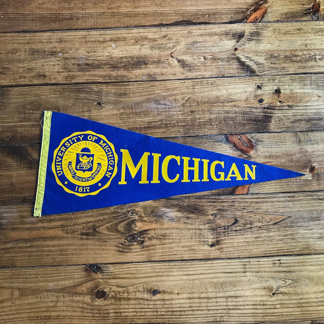 University of Michigan Felt Pennant Vintage Dorm Room Decor - Etsy