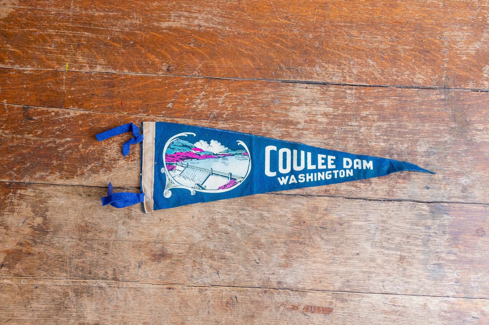 Coulee Dam Washington Felt Pennant Vintage Blue Souvenir - Etsy